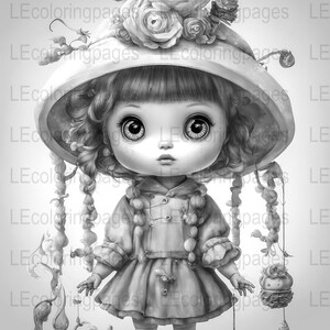 Grayscale Doll Coloring Page, Adult Stress Relief Activity, Printable ...