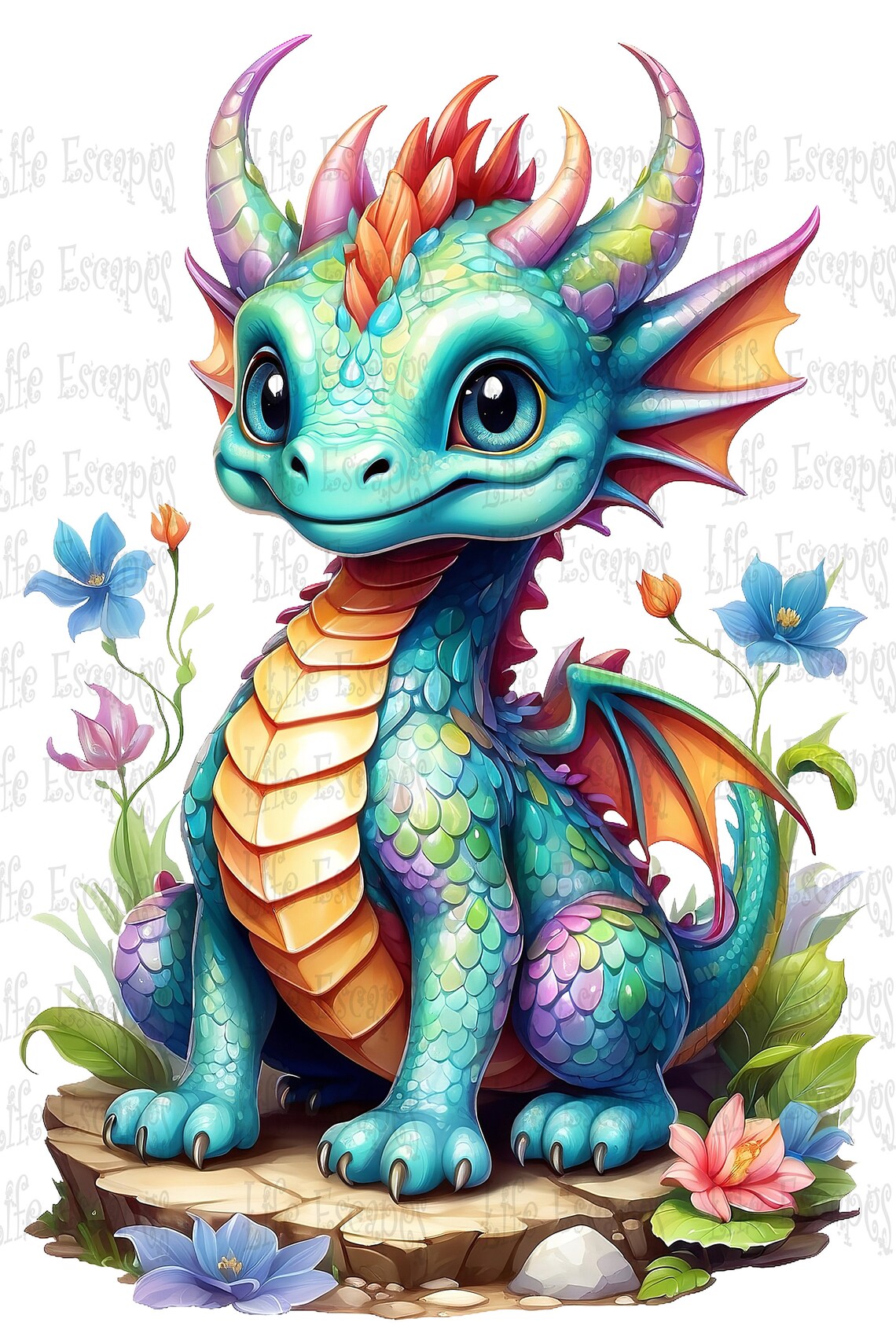 Printable Cute Baby Dragons Clipart Set - Set #1, PNG, Commercial Use ...