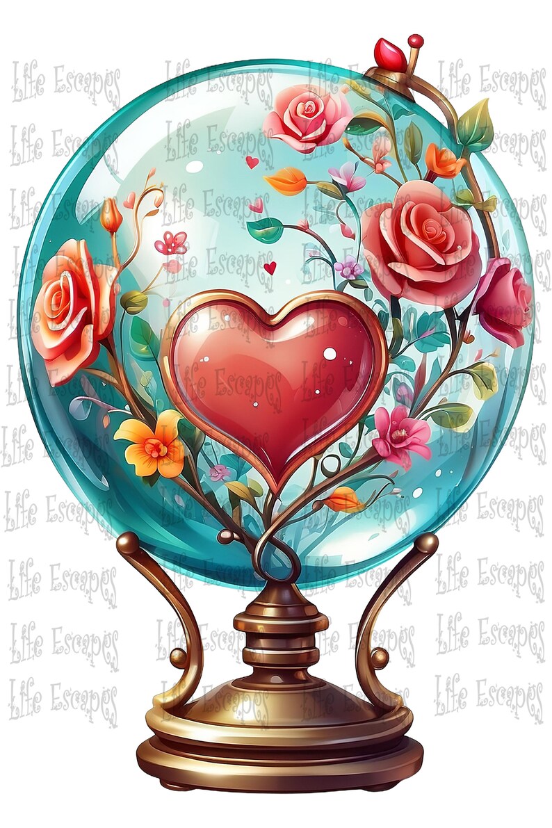 Printable Valentine Snow Globe Clipart Bundle Set 1, PNG, Commercial ...