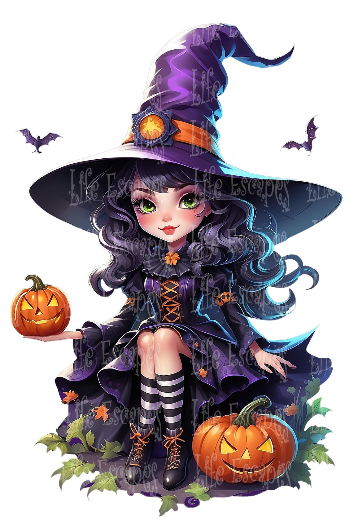 Halloween Witch Clipart Collection, 8 Cute Witch Illustrations ...