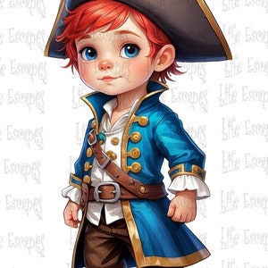 Cute Boy Pirate Clipart, Digital Pirate Illustrations, Commercial Use ...