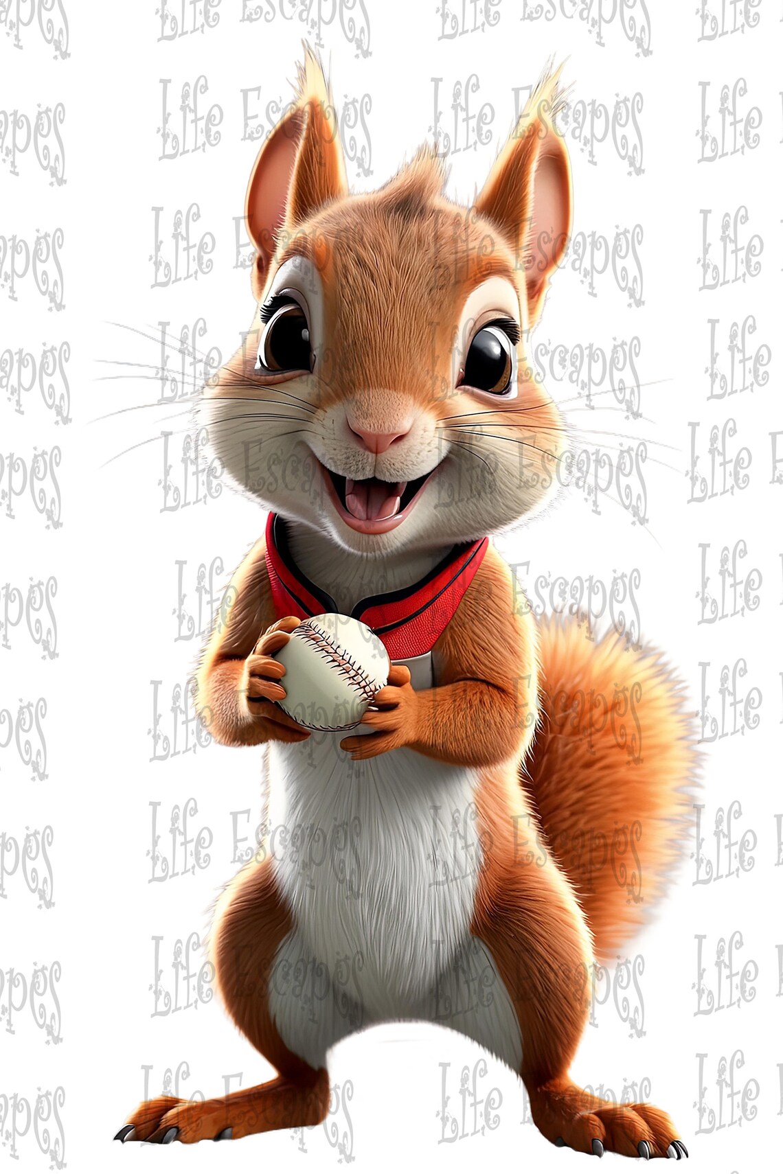 Baby Squirrel Sports Clipart, Cute Cartoon Playing Ball, Commercial Use ...