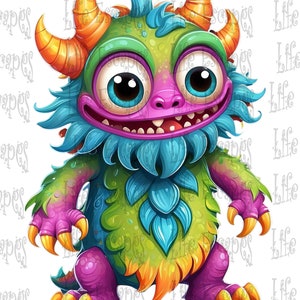 Cute Silly Monster Clipart Set, Colorful Creature Digital PNG, Kids ...