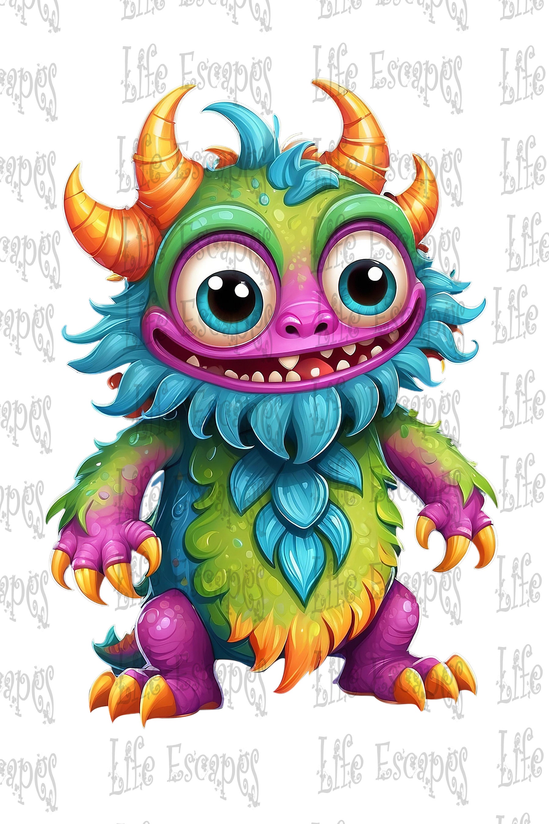 Cute Silly Monster Clipart Set, Colorful Creature Digital PNG, Kids ...