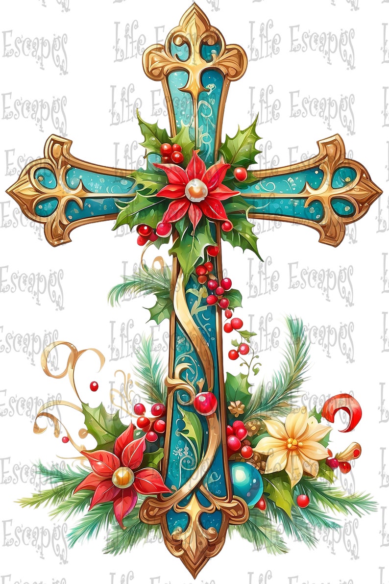 Printable Christmas Crosses Clipart Set - Set #1, PNG, Commercial Use ...