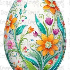 Floral Easter Egg Clipart – Cute PNG Set, Commercial Use (digital ...