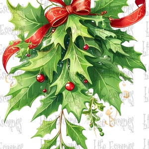Printable Christmas Mistletoe Clipart Set - Set #1, PNG, Commercial Use ...