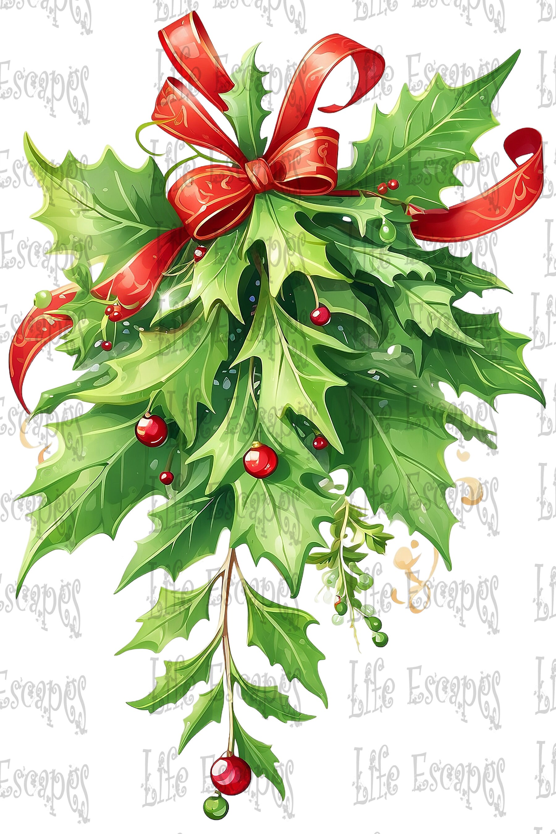 Printable Christmas Mistletoe Clipart Set - Set #1, PNG, Commercial Use ...