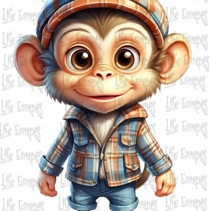 Printable Monkey Clipart Bundle - Set #1, PNG, Commercial Use, Digital ...