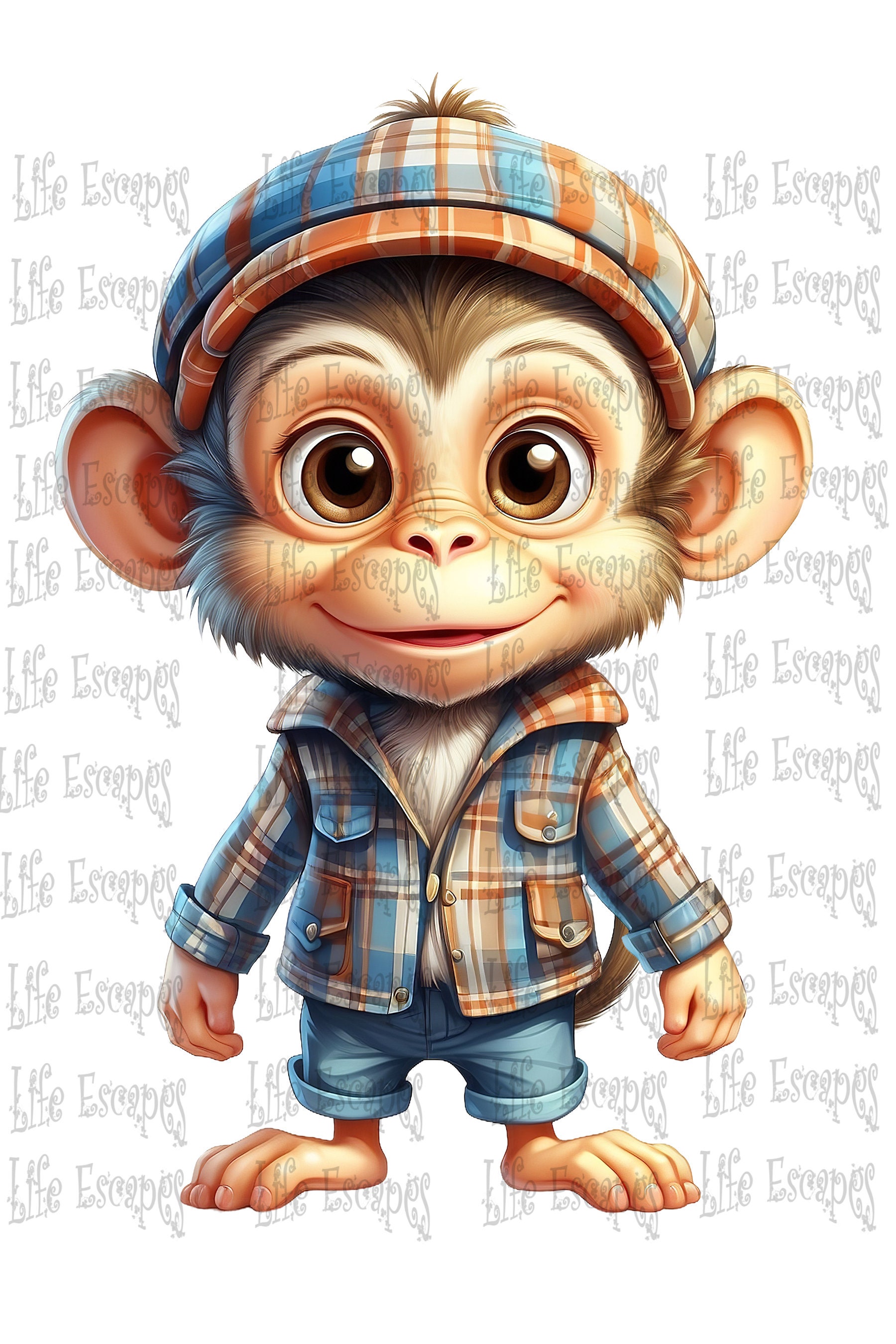 Printable Monkey Clipart Bundle Set 1, PNG, Commercial Use, Digital ...