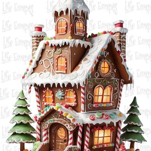 Printable Christmas Gingerbread Houses Clipart Set - Set #1, PNG ...