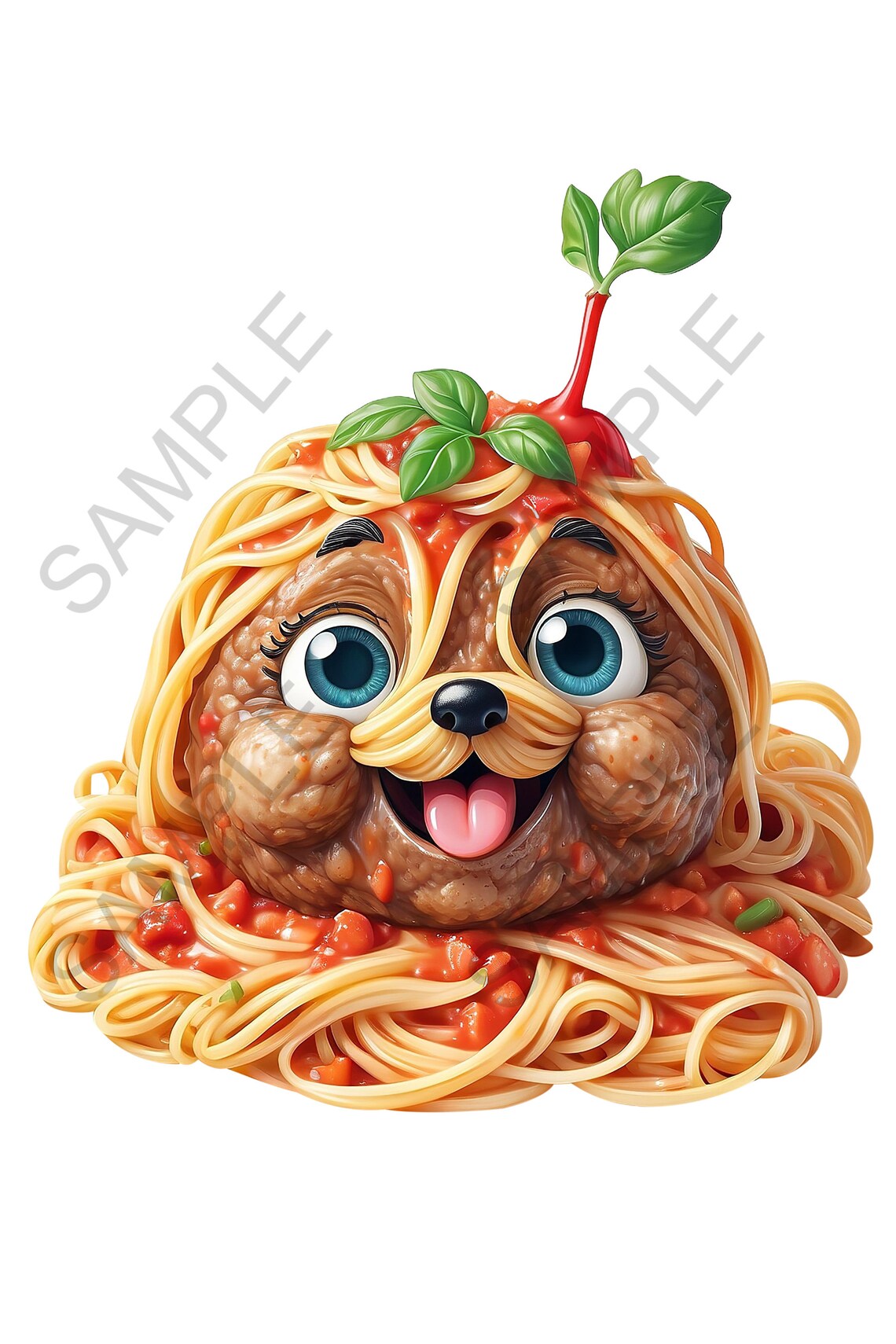 Spaghetti and Meatball Clipart Set, Cute Pasta Characters, Digital PNG ...