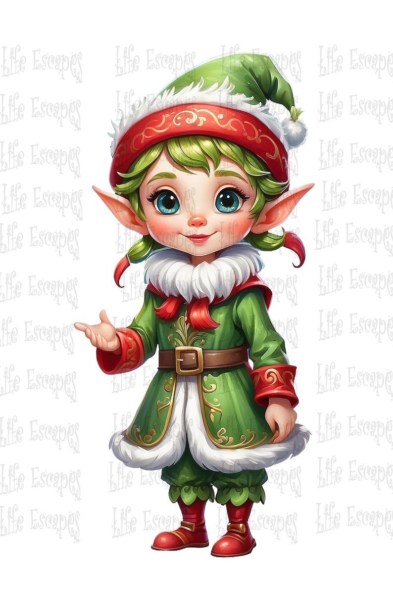 Printable Christmas Elves Clipart Set Set 1, PNG, Commercial Use ...
