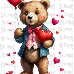 Printable Valentine Bear Clipart Bundle - Set #2, PNG, Commercial Use ...
