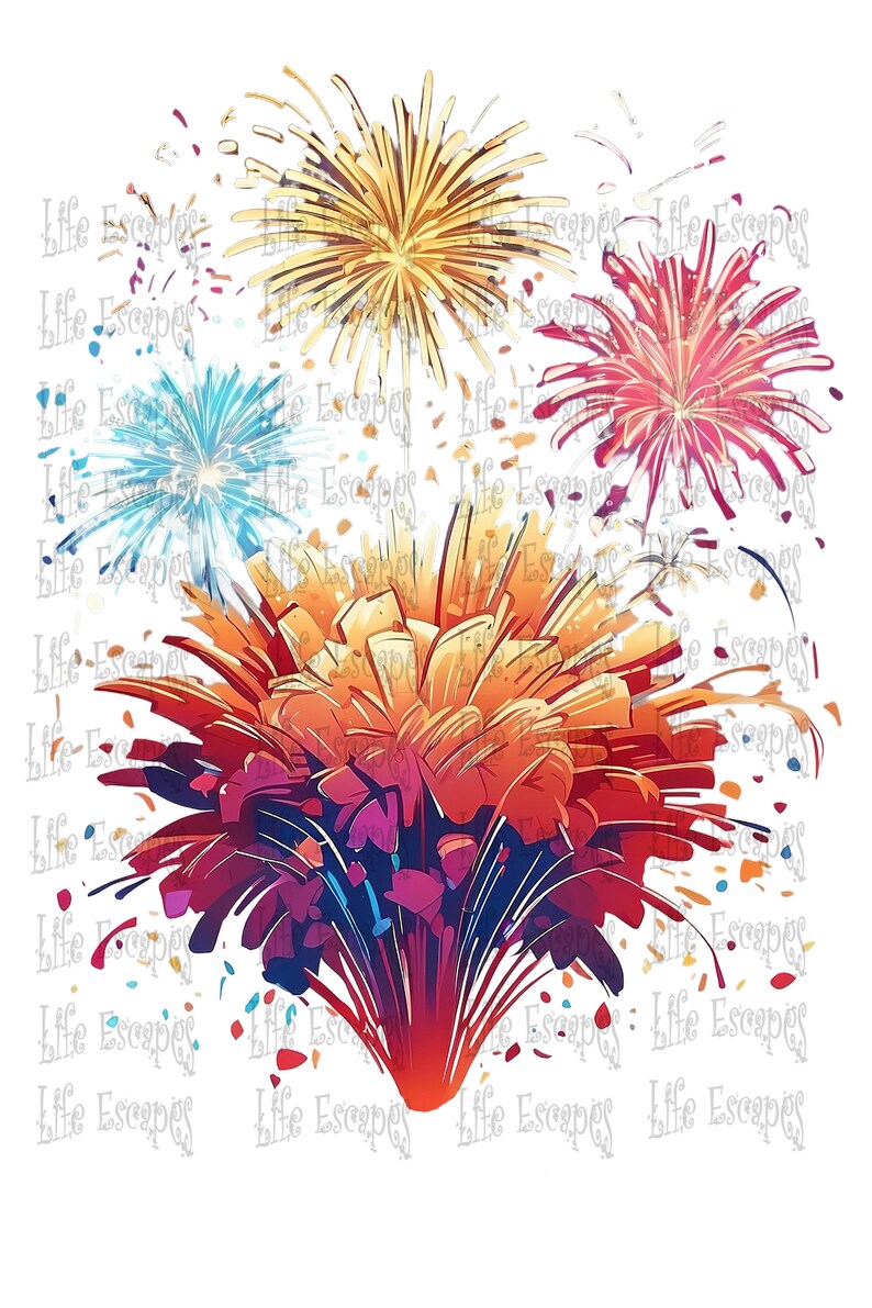 Printable Fireworks New Year Clipart Bundle Set 1, PNG, Commercial Use ...