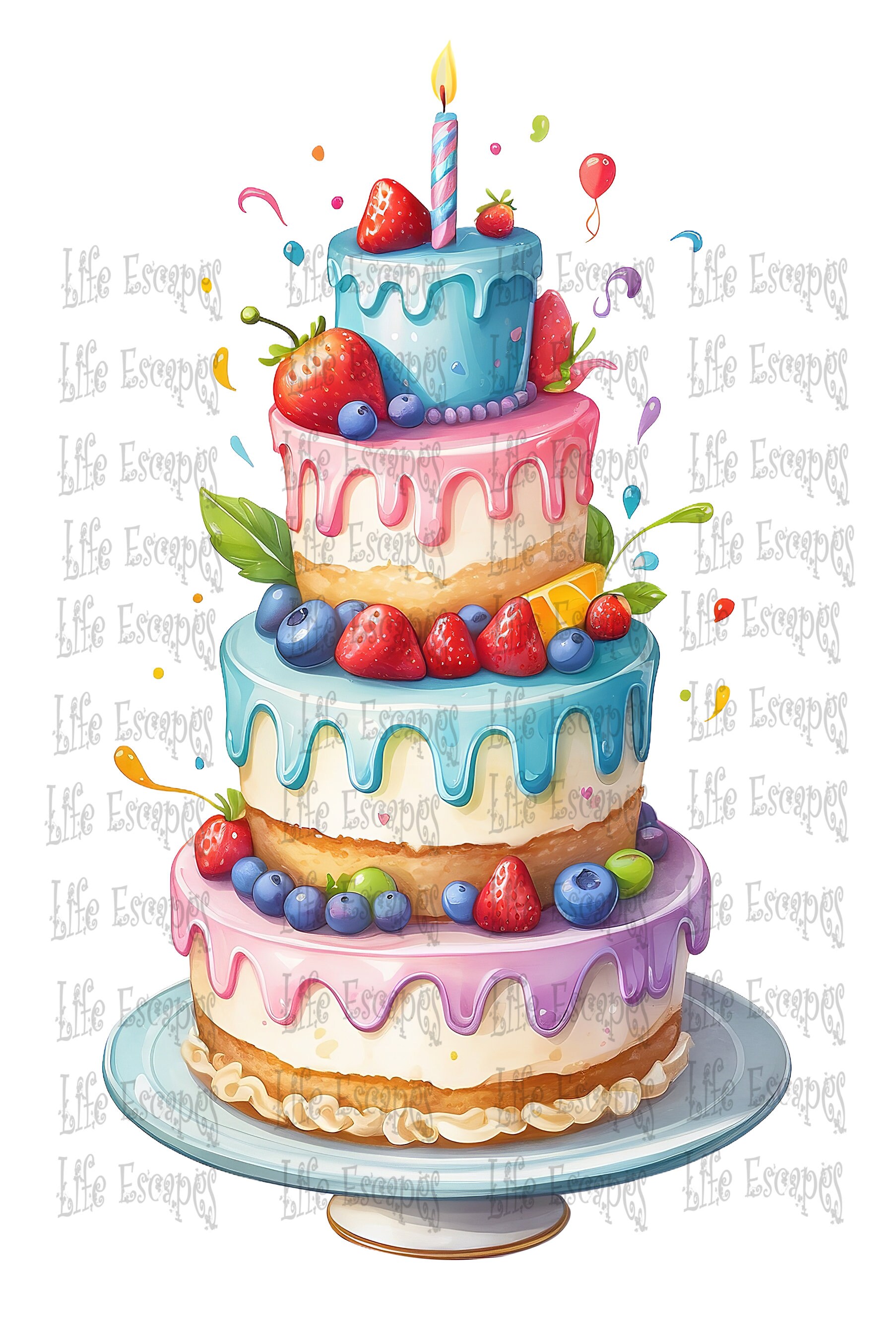 Printable Party Cake Clipart Bundle Set 1, PNG, Commercial Use, Digital ...