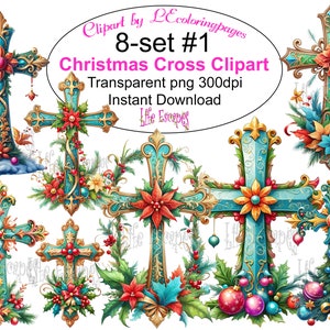 Printable Christmas Crosses Clipart Set - Set #1, PNG, Commercial Use ...