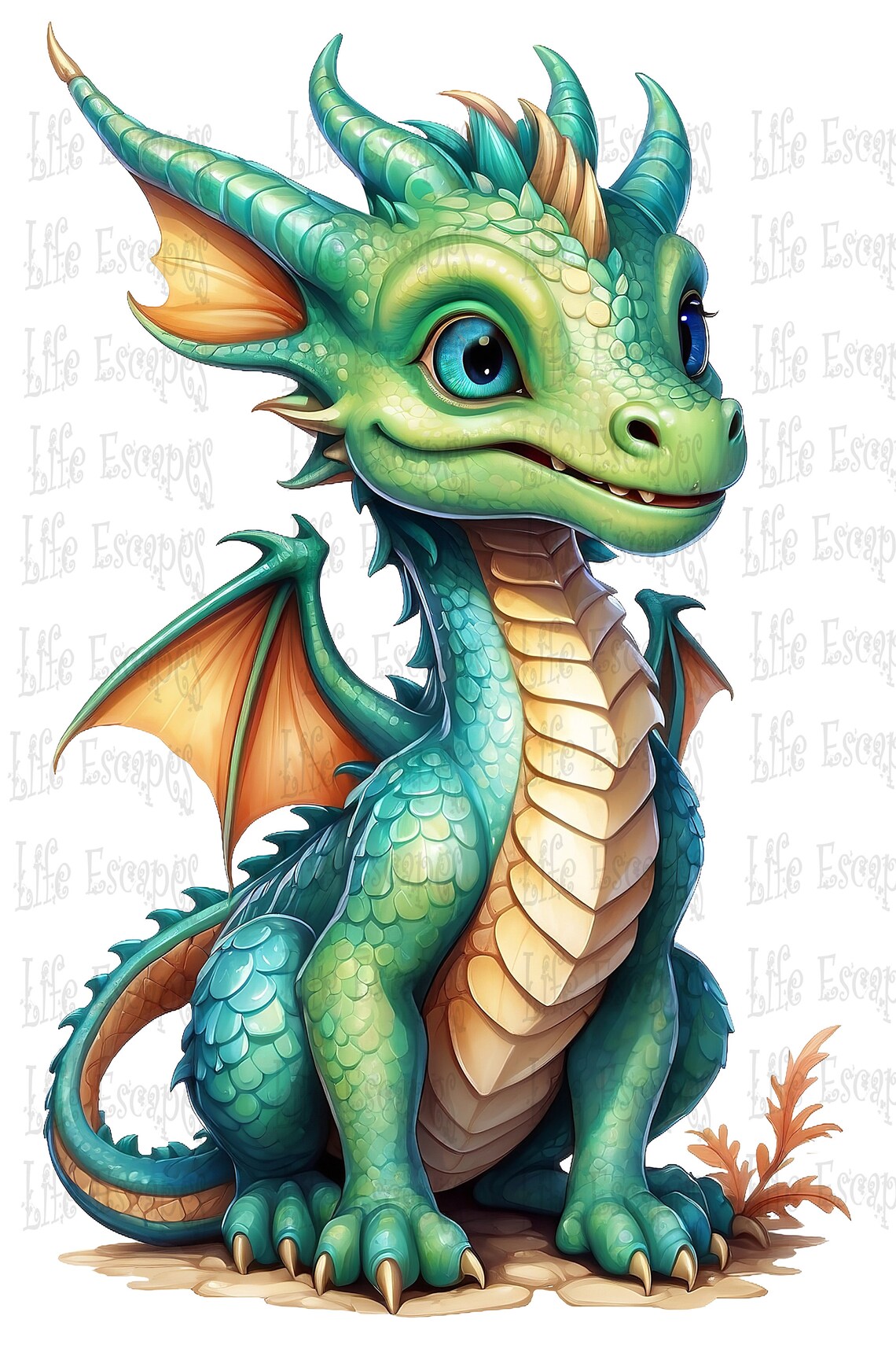Printable Cute Baby Dragons Clipart Set - Set #1, PNG, Commercial Use ...