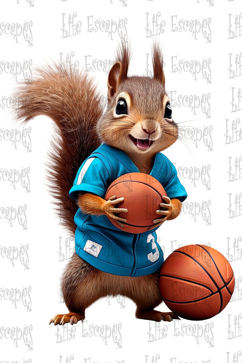 Baby Squirrel Basketball Clipart, Sports Animals PNG (commercial Use ...