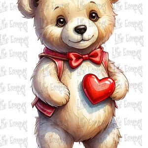 Printable Valentine Bear Clipart Bundle - Set #1, PNG, Commercial Use ...