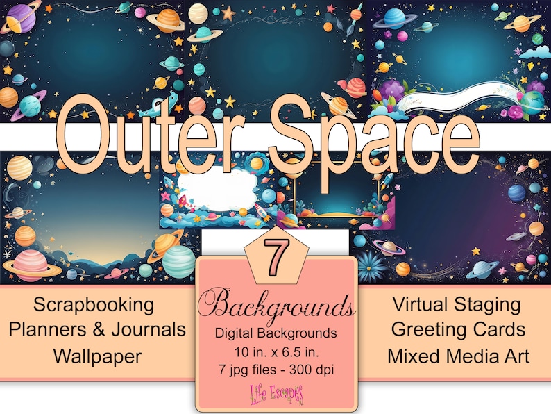 Outer Space Digital Backgrounds, Scrapbooking, Planners, Journals ...