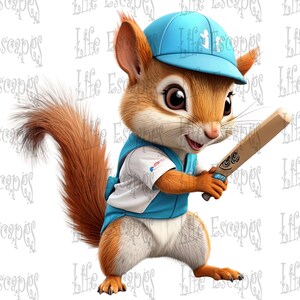 Baby Squirrel Sports Clipart, Cute Cartoon Playing Ball, Commercial Use ...