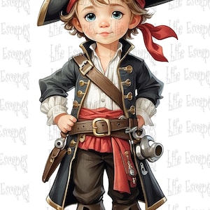 Cute Boy Pirate Clipart, Digital Pirate Illustrations, Commercial Use ...