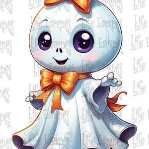 Cute Ghost Halloween Clipart, Transparent Png 300dpi, Instant Download ...