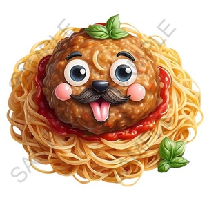 Cute Spaghetti and Meatball Character Clipart Set (digital PNG) - Etsy