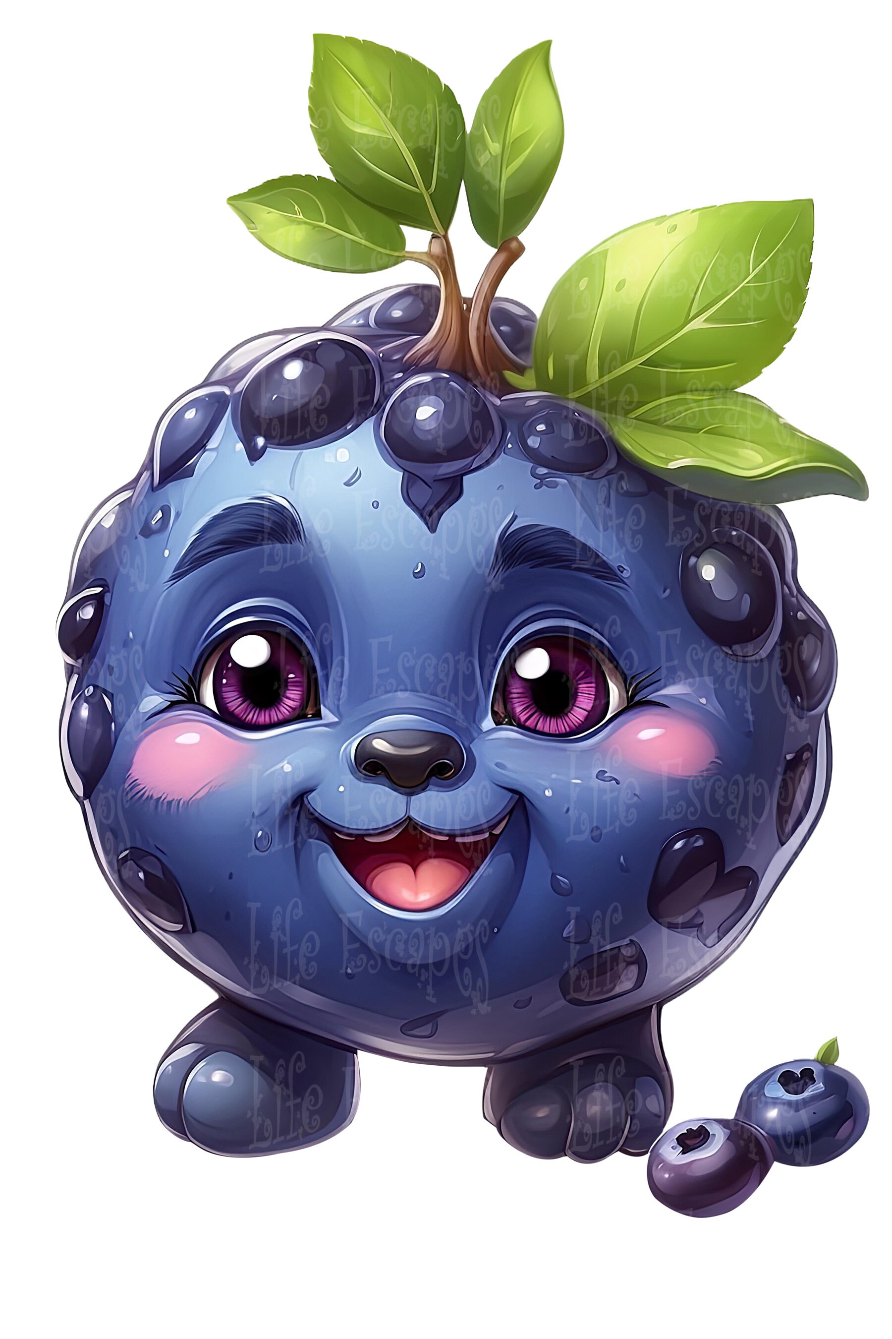 Cute Blueberry Characters Clipart, Whimsical Fruit Illustrations ...