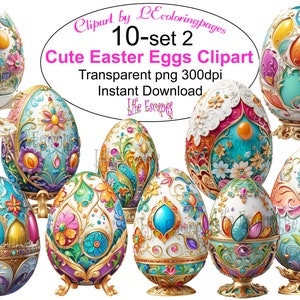 Printable Cute Easter Egg Clipart Bundle - Set #2, PNG, Commercial Use ...