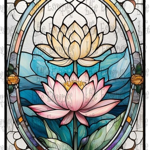 Printable Stained Glass Lotus Flower Clipart Bundle - Set #1, PNG ...