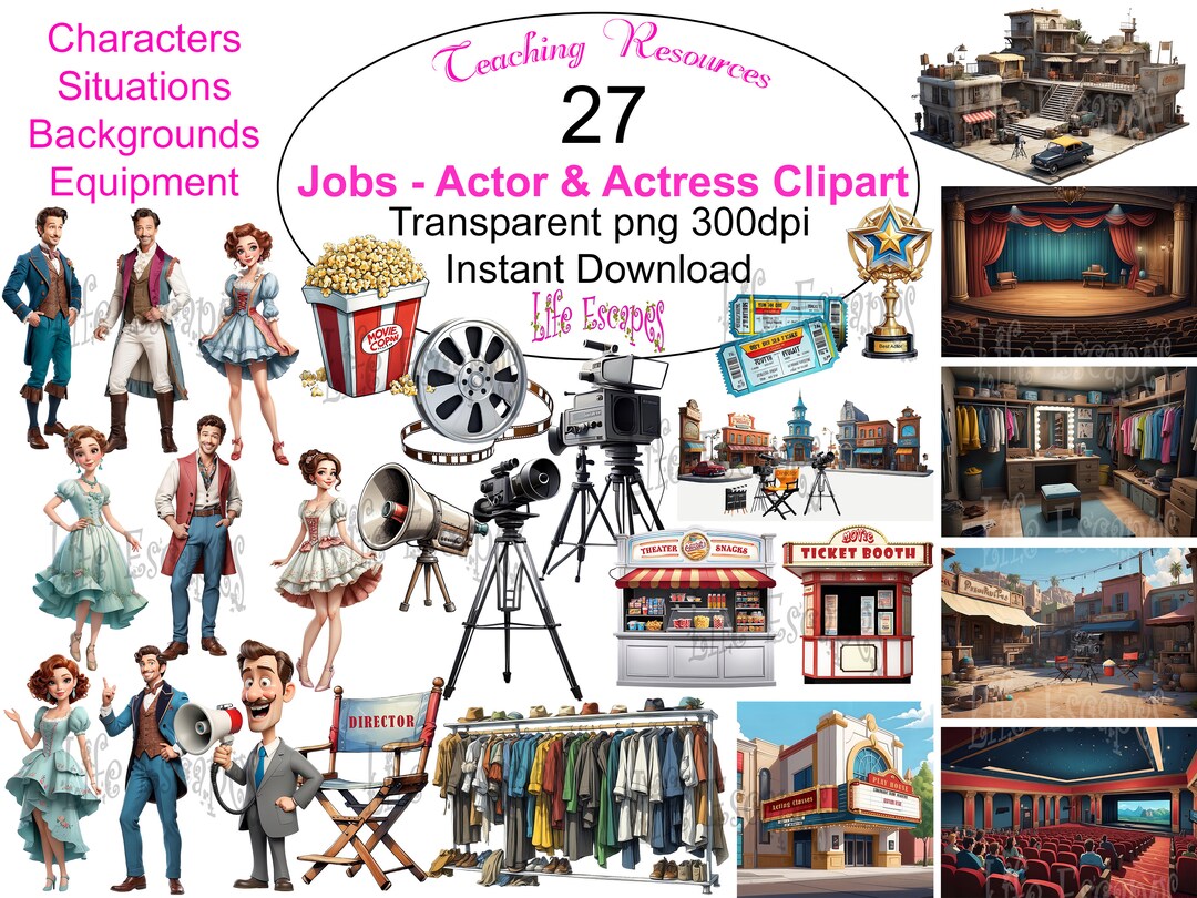 Jobs Clipart Set, Actors and Actresses, Teaching Resources, Theater ...