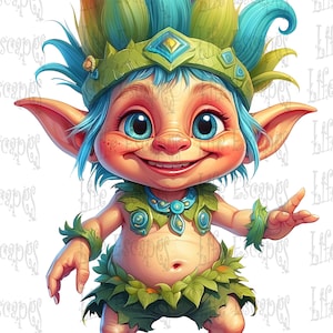 Fantasy Baby Troll Clipart Set, Cute Baby Trolls Digital Download ...