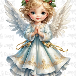 Printable Christmas Angels Clipart Set - Set #1, PNG, Commercial Use ...