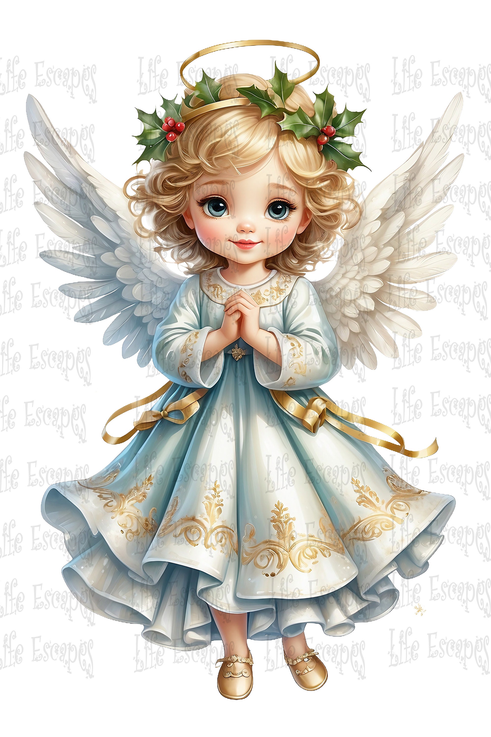 Printable Christmas Angels Clipart Set - Set #1, PNG, Commercial Use ...