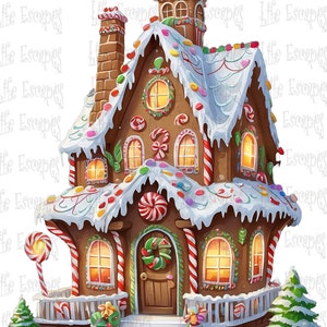 Printable Christmas Gingerbread Houses Clipart Set - Set #1, PNG ...