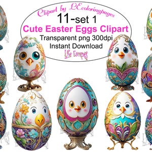 Printable Cute Easter Egg Clipart Bundle - Set #1, PNG, Commercial Use ...
