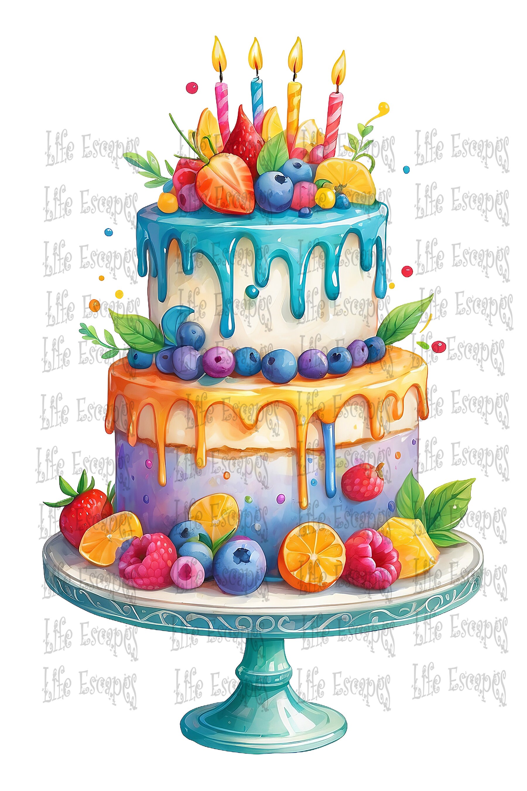Printable Party Cake Clipart Bundle Set 1, PNG, Commercial Use, Digital ...