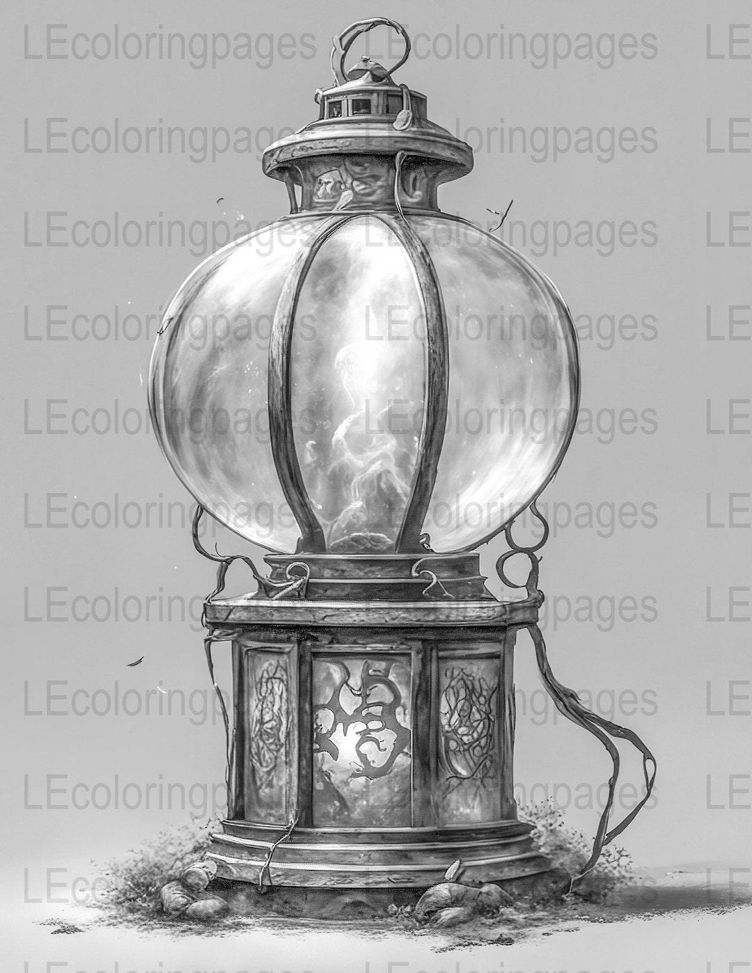 Fantasy Lantern Printable Coloring Page for Adults #76, Jpg 300dpi ...