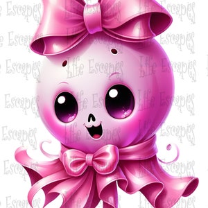 Pink Ghost Halloween Clipart Set, Cute Spooky Digital Art, Commercial ...