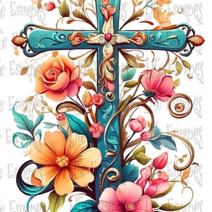 Printable Floral Cross Clipart Bundle - Set #1, PNG, Commercial Use ...