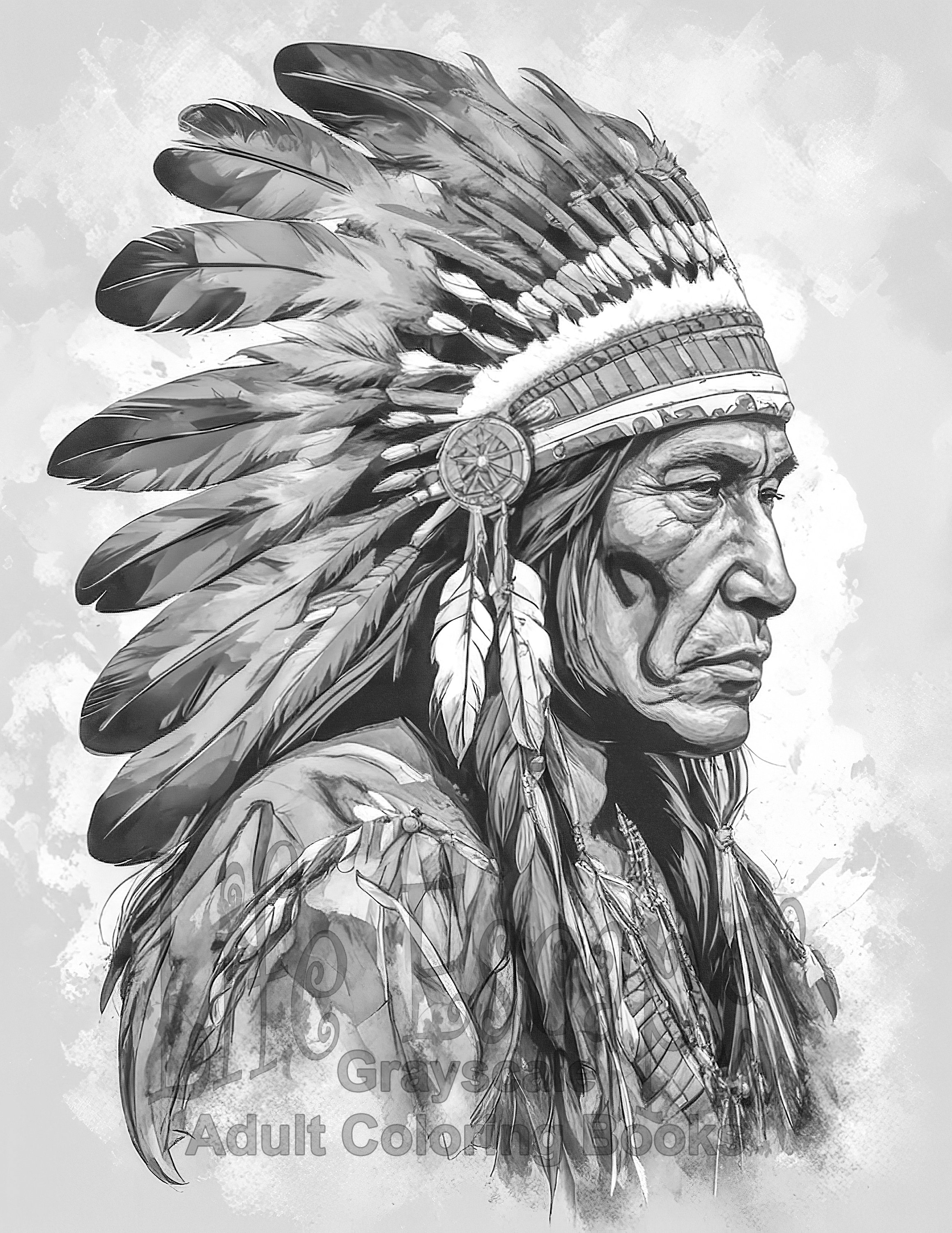 Native American Indians, 10 Grayscale Coloring Pages, Instant Download ...