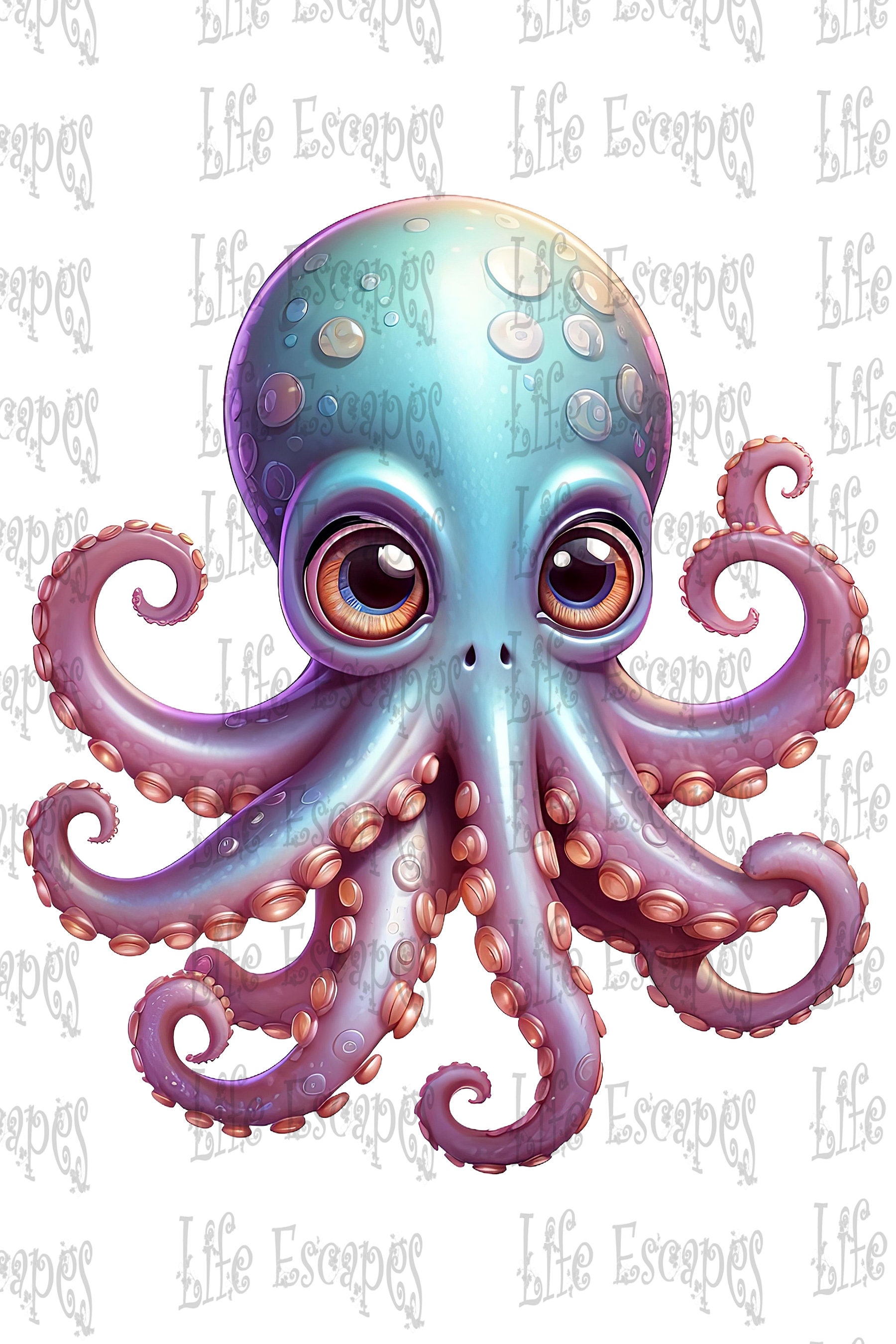 Cute Baby Octopus Clipart Set, Ocean Creatures Graphics, Commercial Use ...