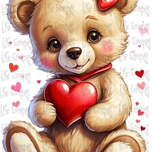 Printable Valentine Bear Clipart Bundle - Set #1, PNG, Commercial Use ...