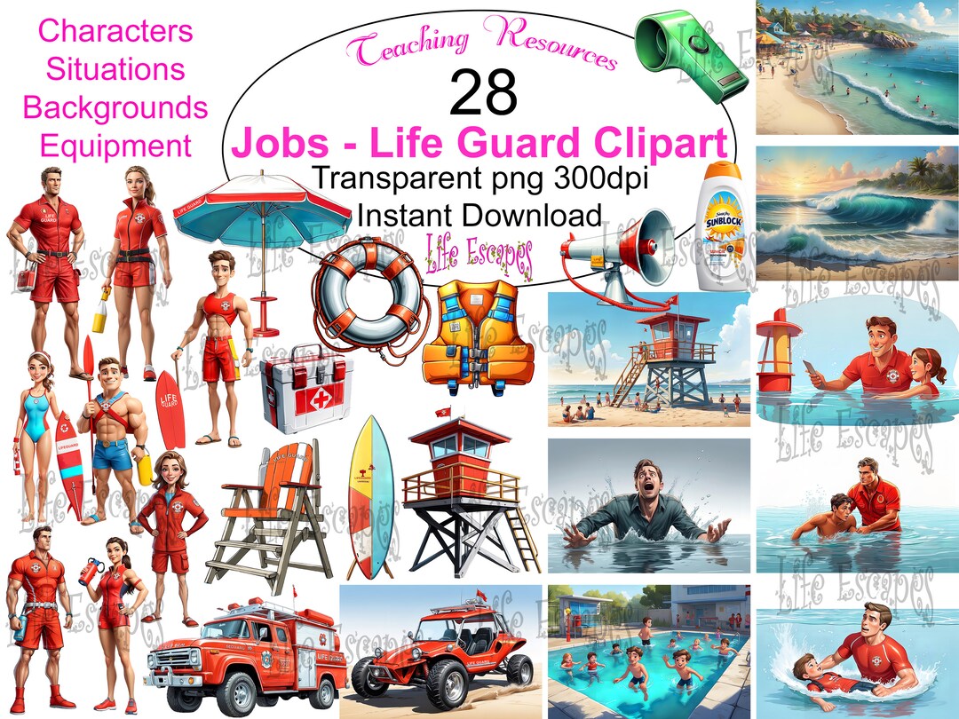 Lifeguard Clipart, Jobs Teaching Resources, 28 Digital Files ...