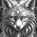 Mystical Fox Adult Coloring Page, Grayscale Digital Download, Printable ...