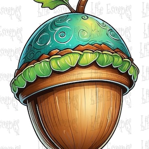 Printable Cute Acorn Clipart Bundle - Set #1, PNG, Commercial Use ...