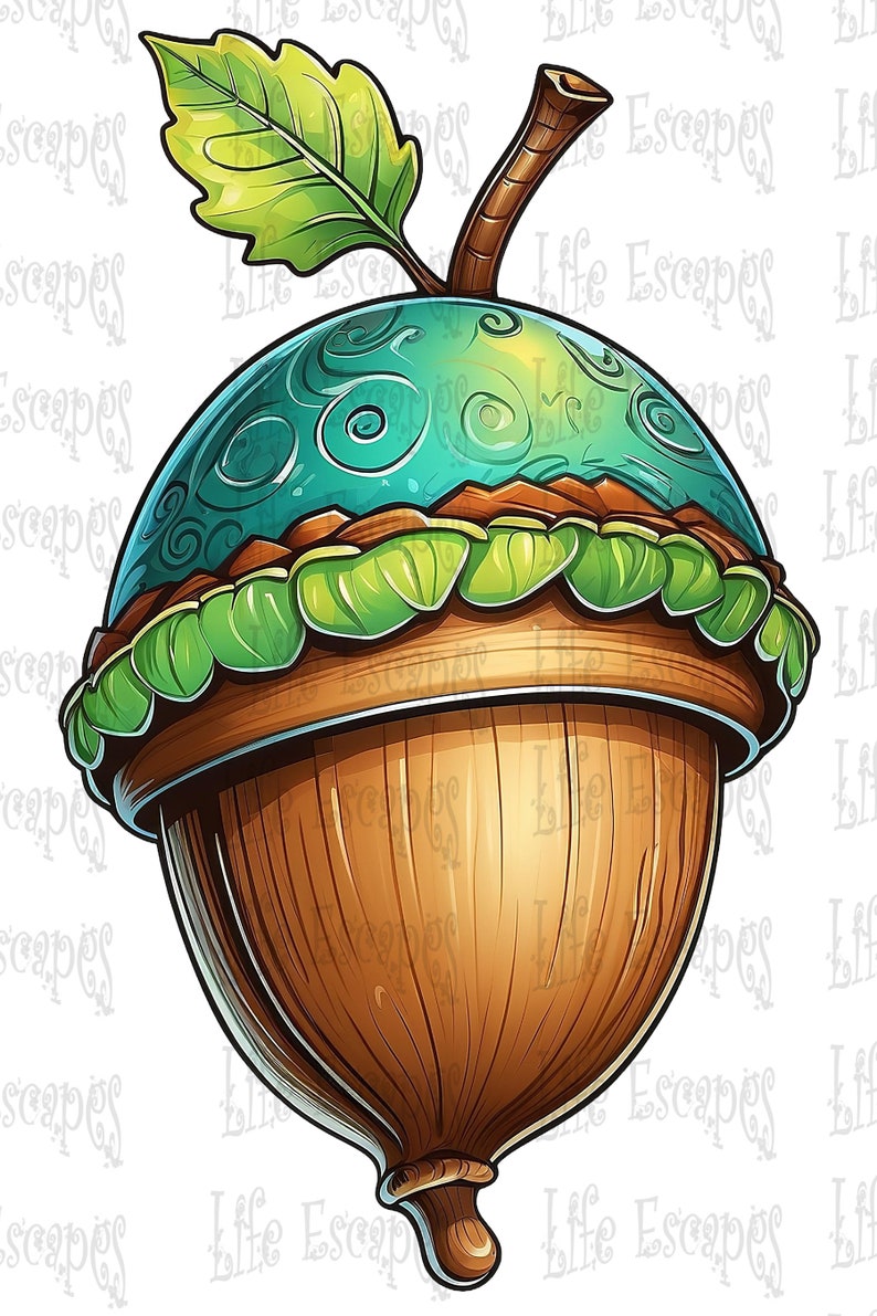 Printable Cute Acorn Clipart Bundle - Set #1, PNG, Commercial Use ...