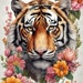 Adult Coloring Page Grayscale Tiger Printable, Floral Mandala Pattern ...
